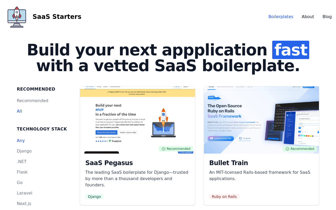 SaaS Starters: A vetted list of SaaS Boilerplates